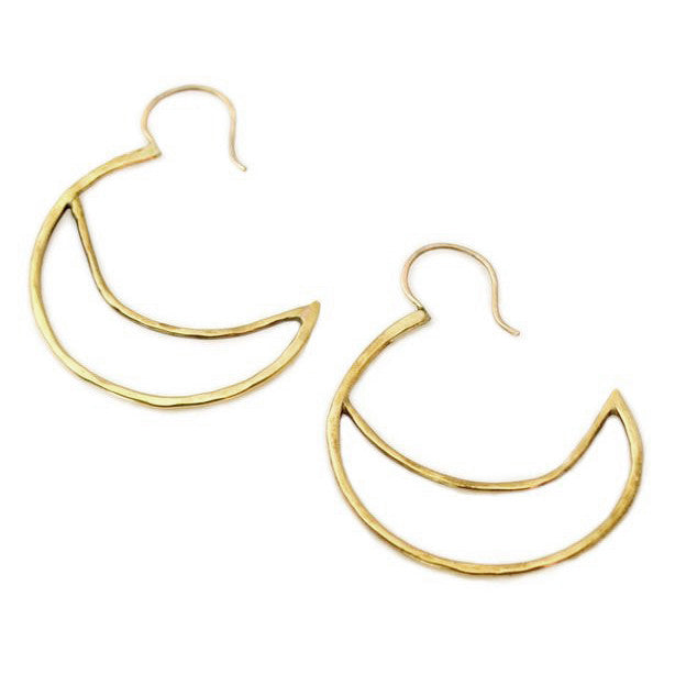 Gold Crescent Hook Hoops – Sakura Haru Jewelry